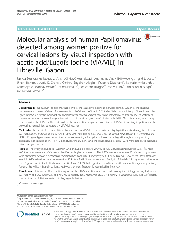 (PDF) Molecular analysis of human Papillomavirus detected among women ...
