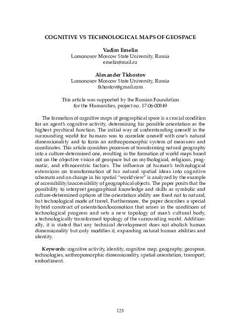 (PDF) Cognitive vs Technological Maps of Geospace