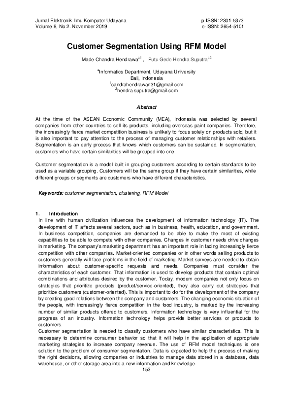 Pdf Customer Segmentation Using Rfm Model