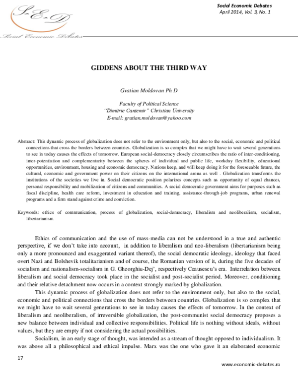 (PDF) Giddens about the third way