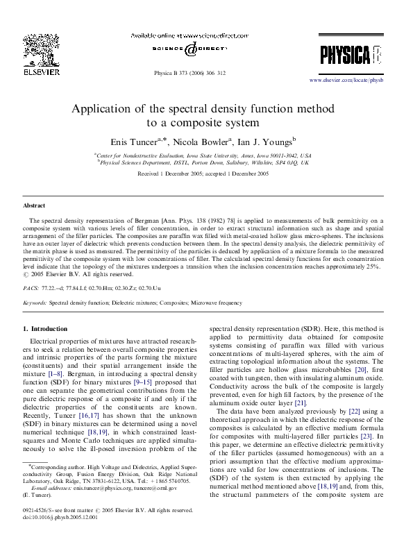 (PDF) Application of the spectral density function method to a composite system