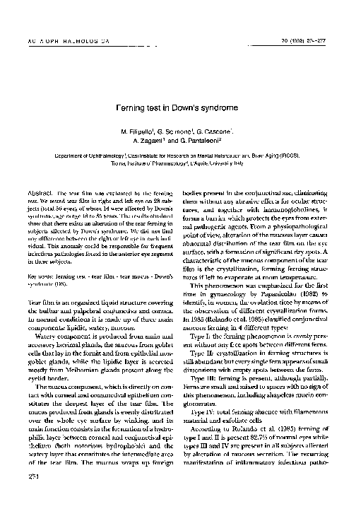 (PDF) Ferning test in Down's syndrome