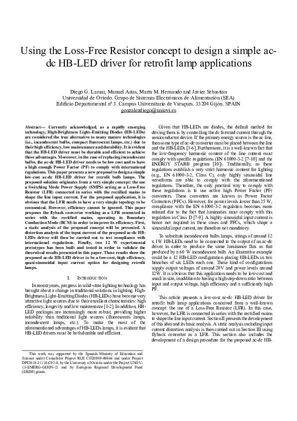 (PDF) Using the Loss-Free Resistor concept to design a simple ac-dc HB ...