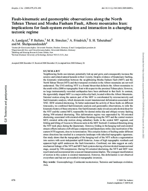 (PDF) Fault-kinematic and geomorphic observations along the North ...