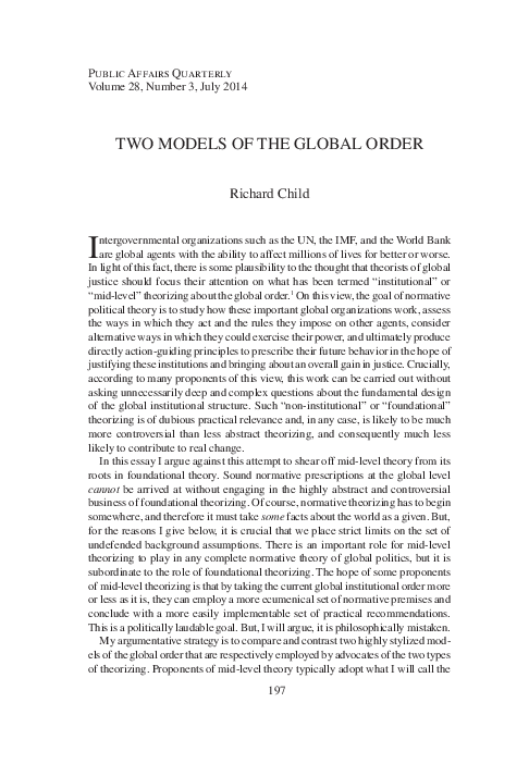 (PDF) Two Models of the Global Order