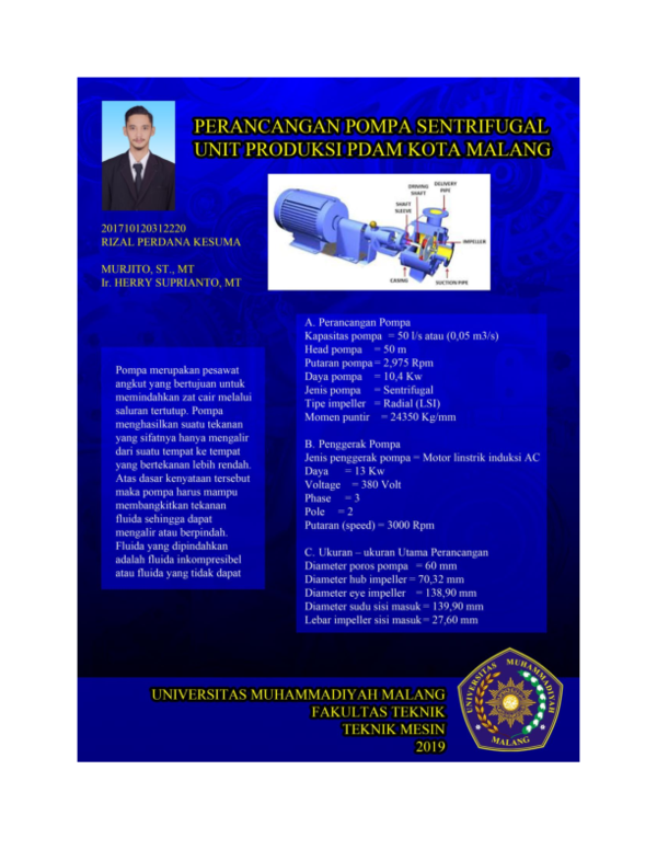 (PDF) Perancangan Pompa Sentrifugal Unit Produksi Pdam Kota Malang