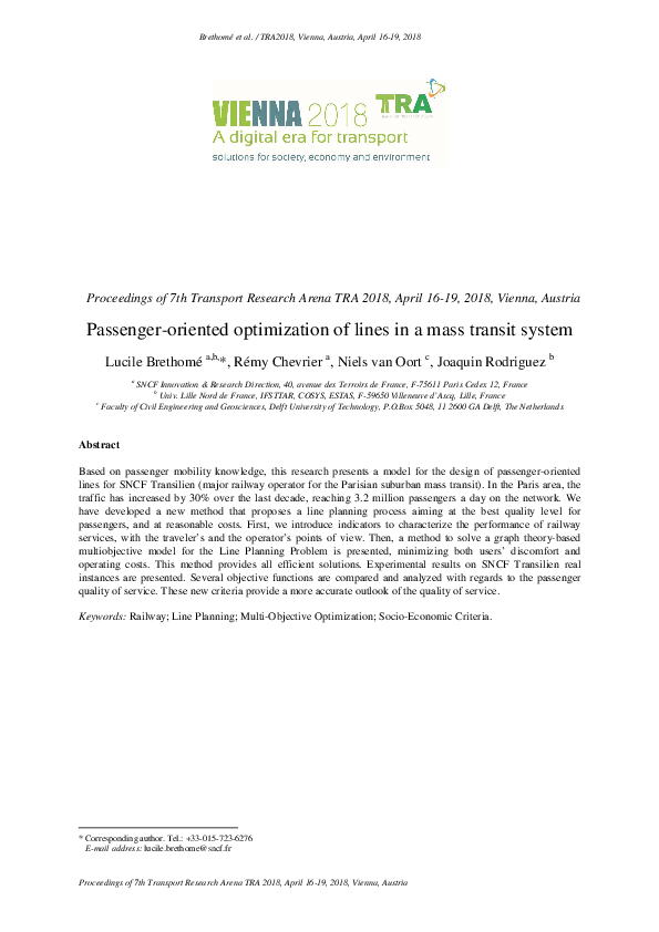 Pdf Passenger Oriented Optimization Of Lines In A Mass Transit System