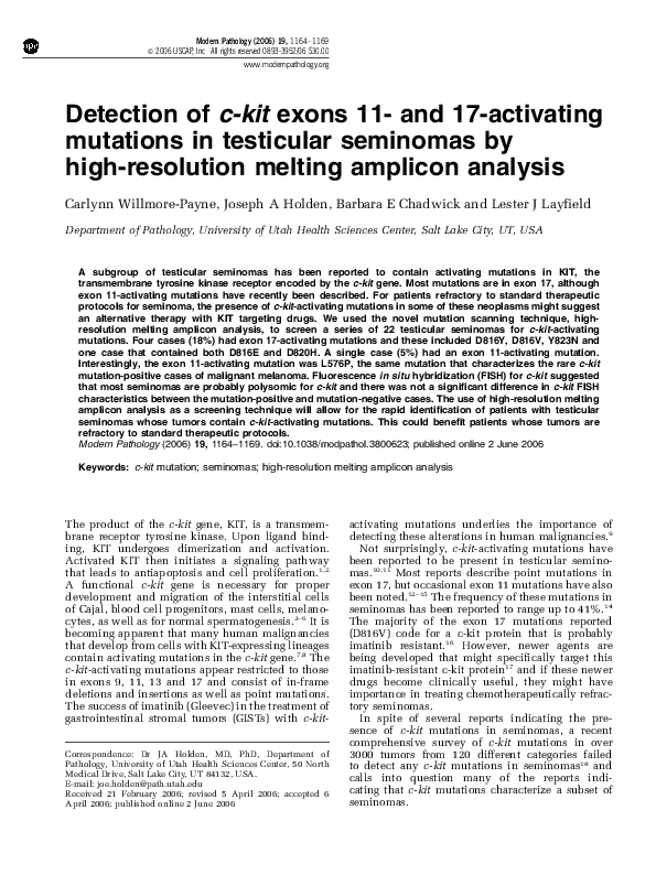 (PDF) Detection of c-kit exons 11- and 17-activating mutations in ...