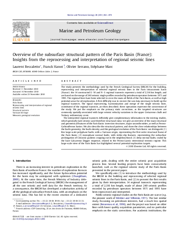 Pdf Overview Of The Subsurface Structural Pattern Of The Paris Basin
