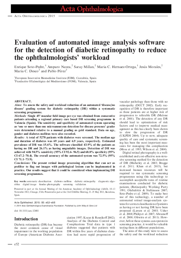 (PDF) Evaluation of automated image analysis software for the detection ...