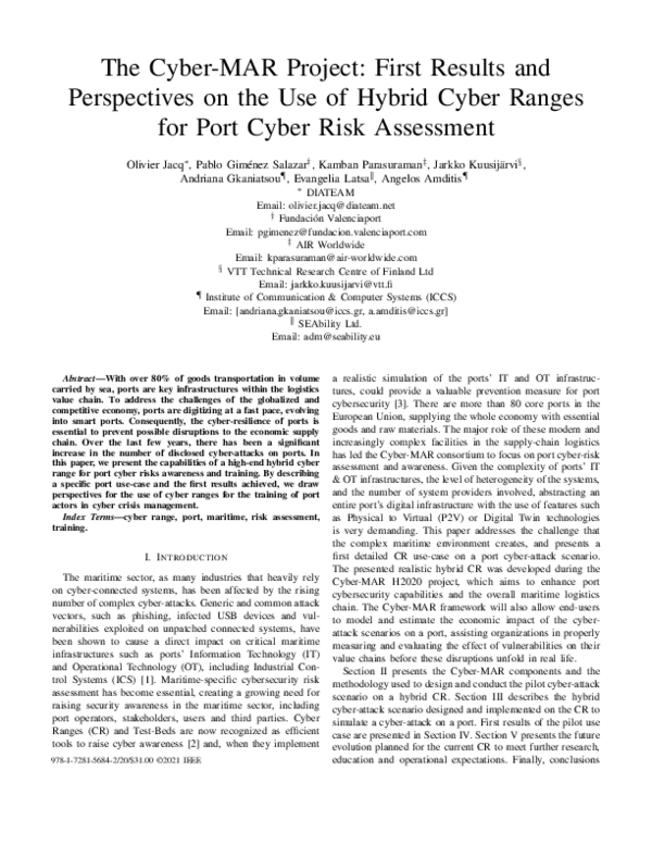 (PDF) The Cyber-MAR Project: First Results and Perspectives on the Use ...