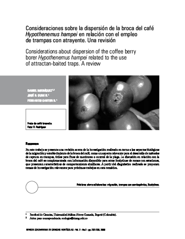 (PDF) Consideraciones sobre la dispersión de la broca del café ...