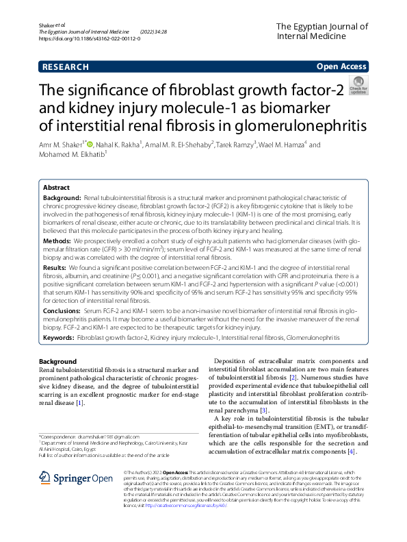 (PDF) The significance of fibroblast growth factor-2 and kidney injury ...