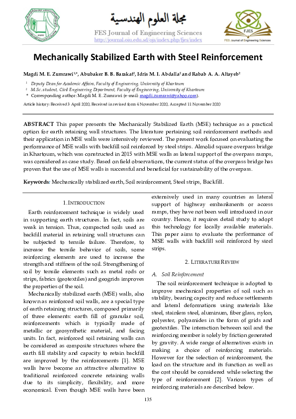 (PDF) Mechanically Stabilized Earth with Steel Reinforcement