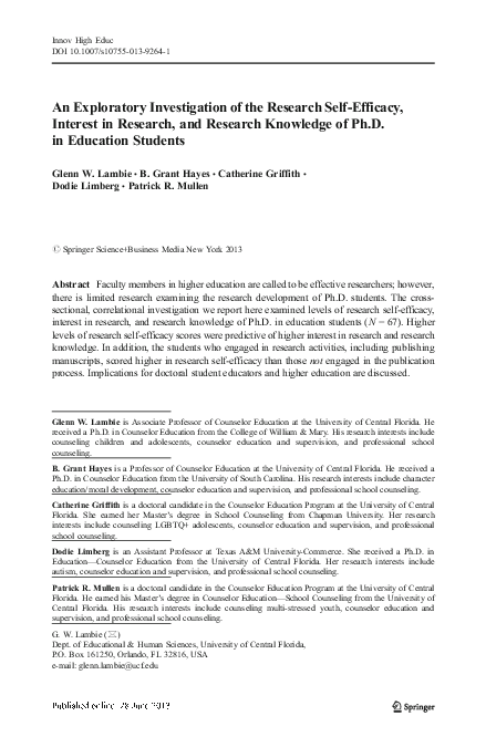 (PDF) An Exploratory Investigation of the Research Self-Efficacy ...