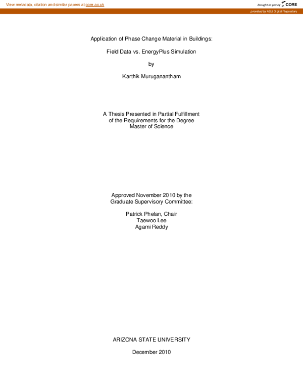(PDF) Application of Phase Change Material in Buildings: Field Data vs. EnergyPlus Simulation