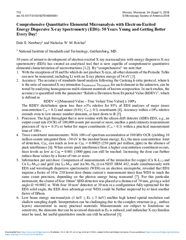 (PDF) Comprehensive Quantitative Elemental Microanalysis with Electron ...