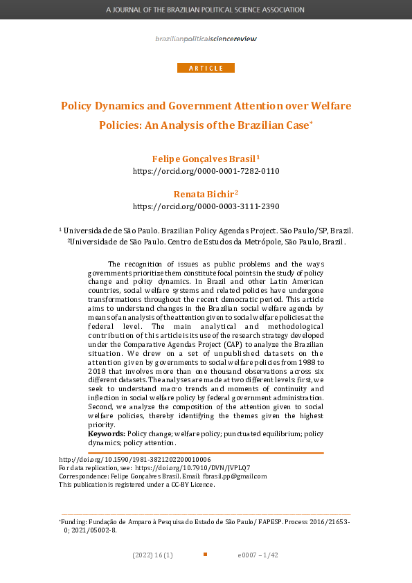 (PDF) Policy Dynamics and Government Attention over Welfare Policies ...
