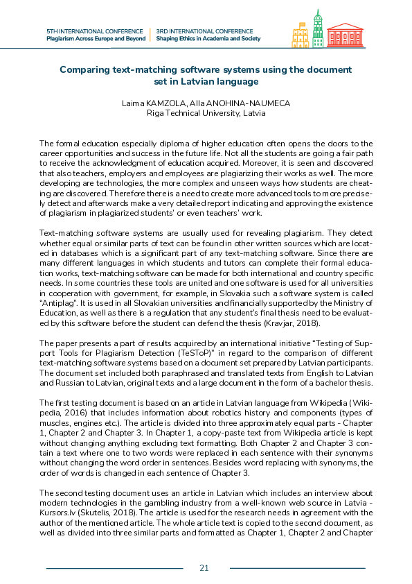 (PDF) Comparing Text-Matching Software Systems Using the Document Set ...