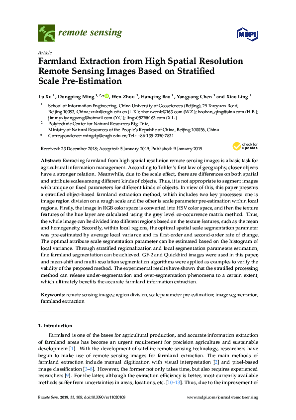 (PDF) Farmland Extraction from High Spatial Resolution Remote Sensing ...