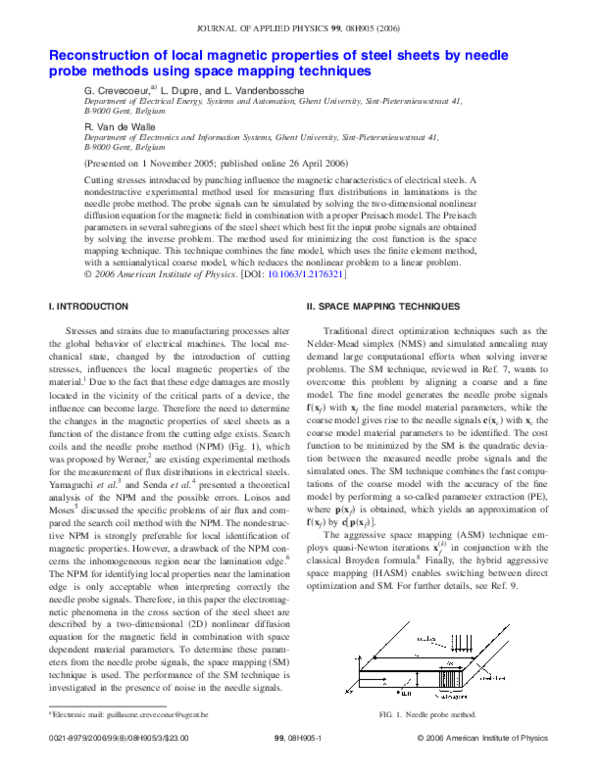 (PDF) Reconstruction of local magnetic properties of steel sheets by needle probe methods using ...