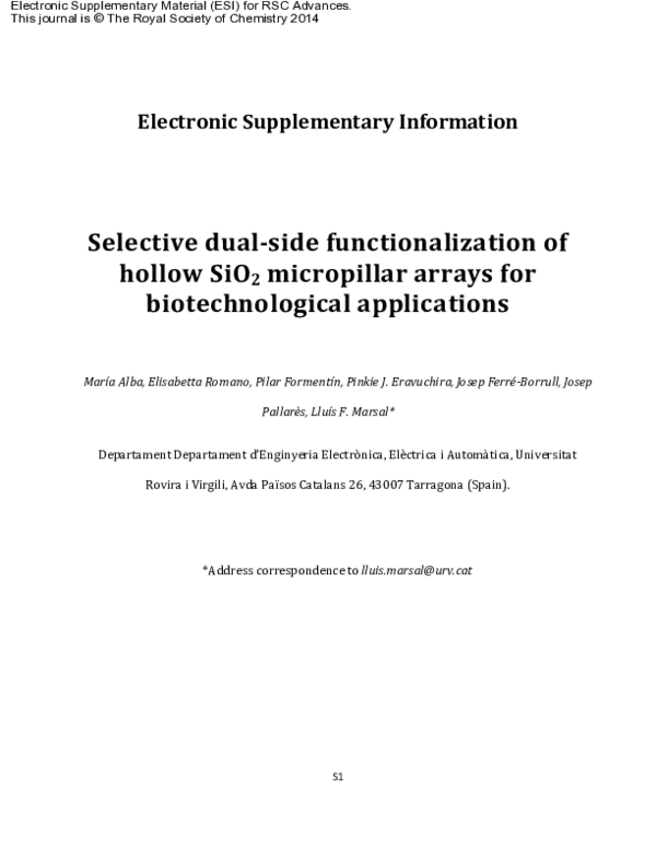 (PDF) Selective dual-side functionalization of hollow SiO2 micropillar ...