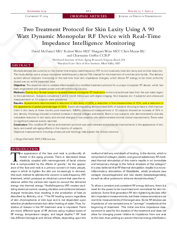 (PDF) Two-treatment protocol for skin laxity using 90-Watt dynamic ...