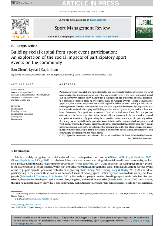 (PDF) Building social capital from sport event participation: An ...