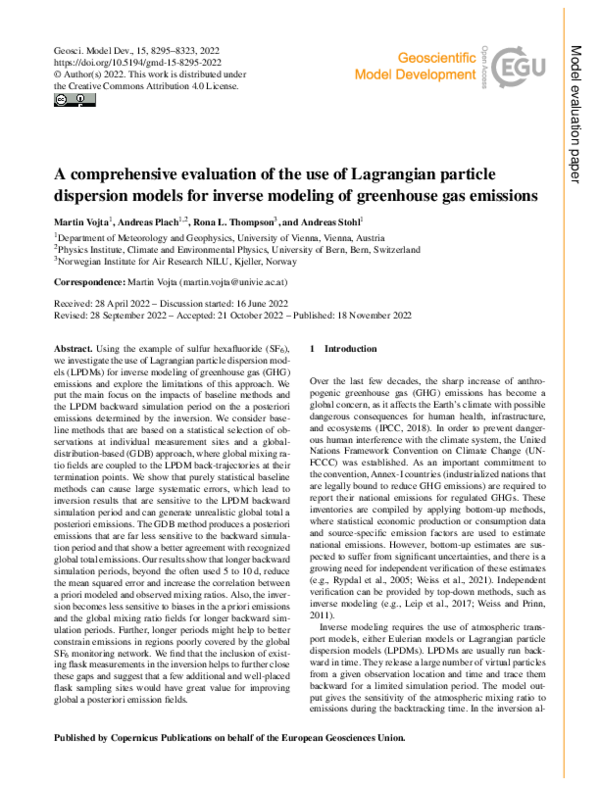 Pdf A Comprehensive Evaluation Of The Use Of Lagrangian Particle Dispersion Models For Inverse