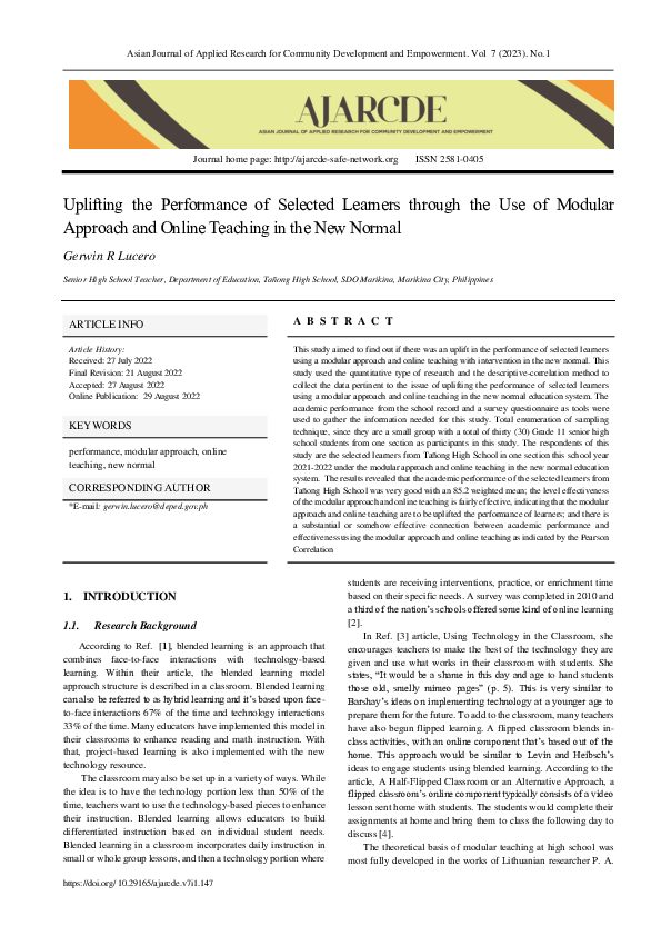 (PDF) The Uplifting the Performance of Selected Learners Through the ...