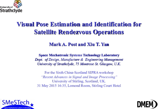 (PDF) Visual pose estimation and identification for satellite rendezvous operations | Mark Post ...