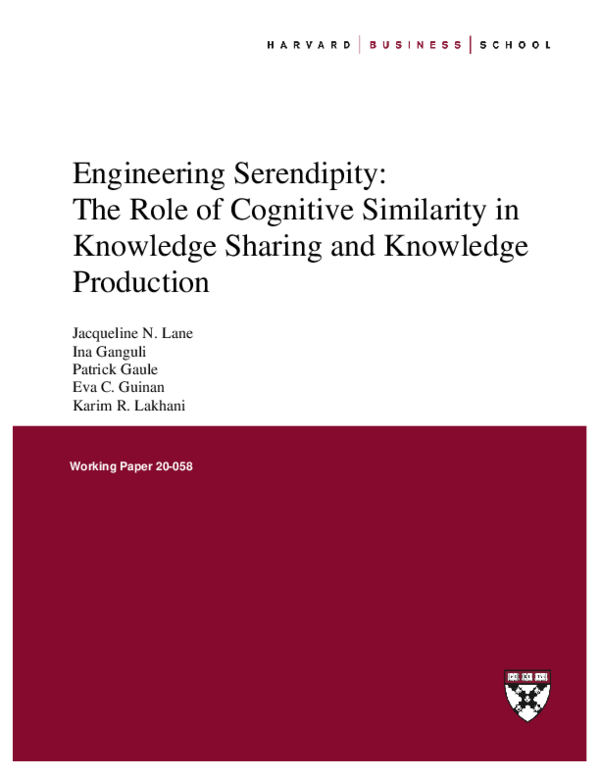 (PDF) Engineering Serendipity: The Role of Cognitive Similarity in Knowledge Sharing and ...