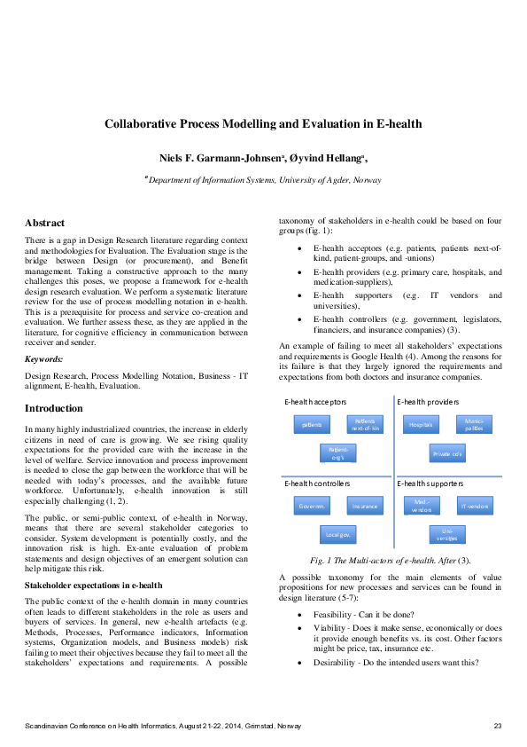 (PDF) Collaborative Process Modelling and Evaluation in E-health | Niels Garmann-Johnsen ...