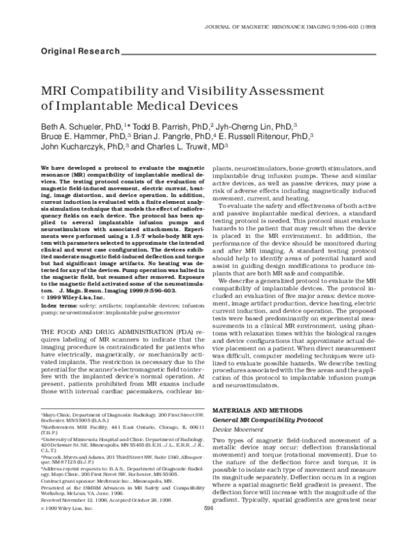 (PDF) MRI compatibility and visibility assessment of implantable ...