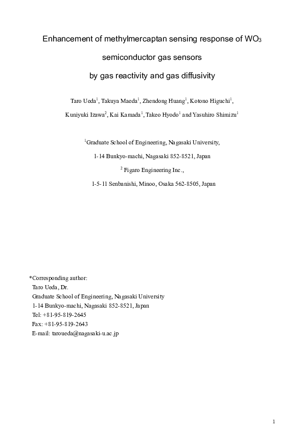 (PDF) Enhancement of methylmercaptan sensing response of WO3 ...
