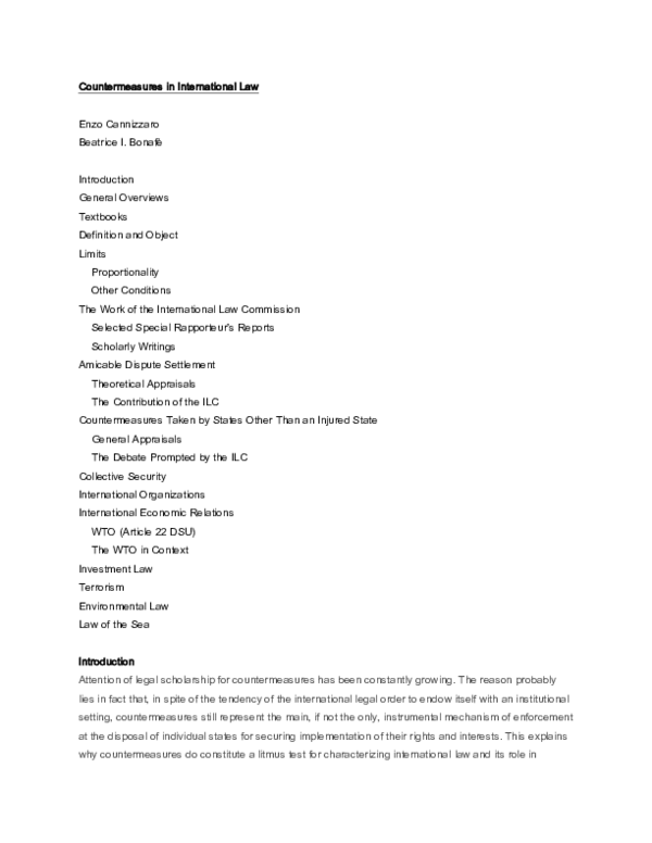 (PDF) Countermeasures in International Law