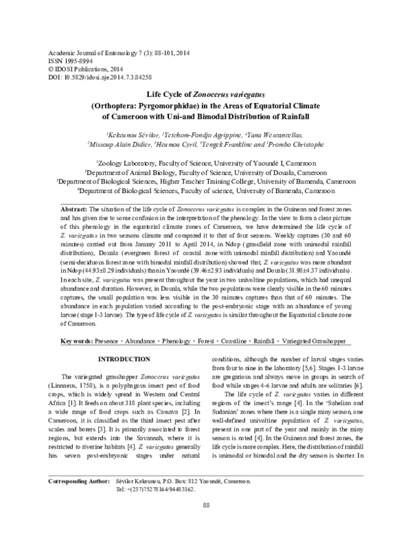 (PDF) Effect of planted fallow systems on Zonocerus variegatus ...