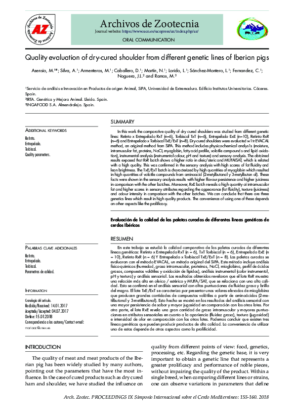 (PDF) Quality evaluation of dry-cured shoulder from different genetic ...