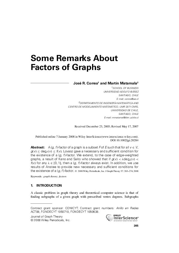 (PDF) Some remarks about factors of graphs