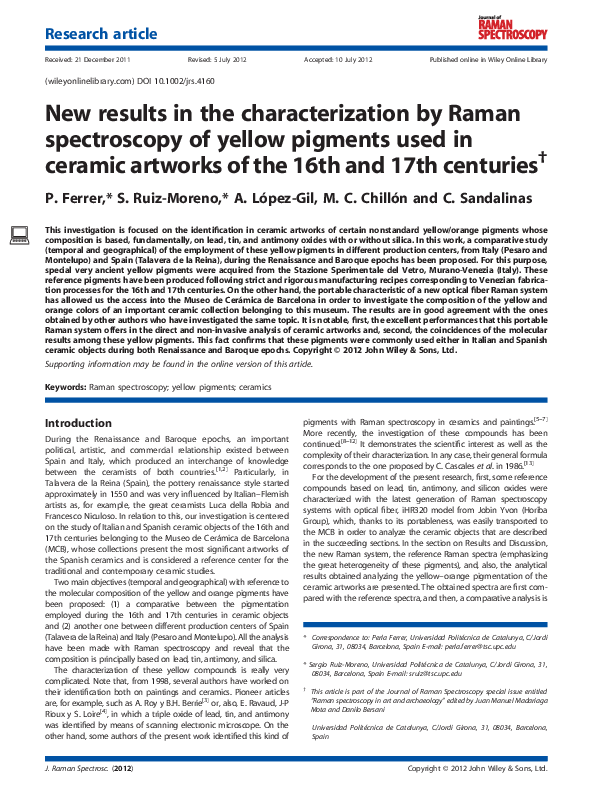 (PDF) New results in the characterization by Raman spectroscopy of ...
