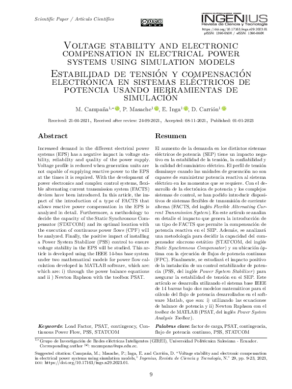(PDF) Voltage stability and electronic compensation in electrical power systems using simulation ...