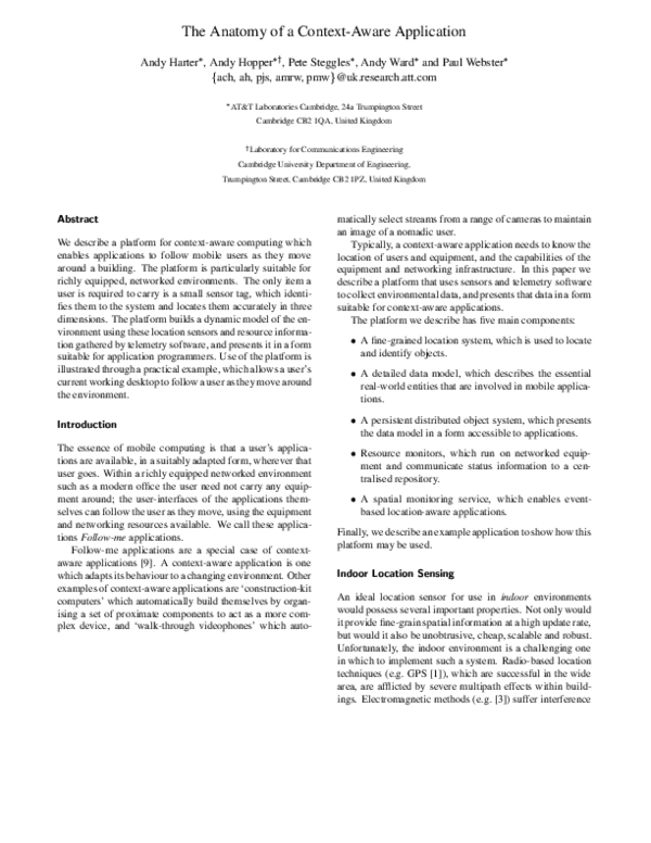 (PDF) The anatomy of a context-aware application