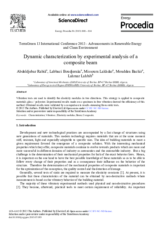 (PDF) Dynamic Characterization by Experimental Analysis of a Composite Beam
