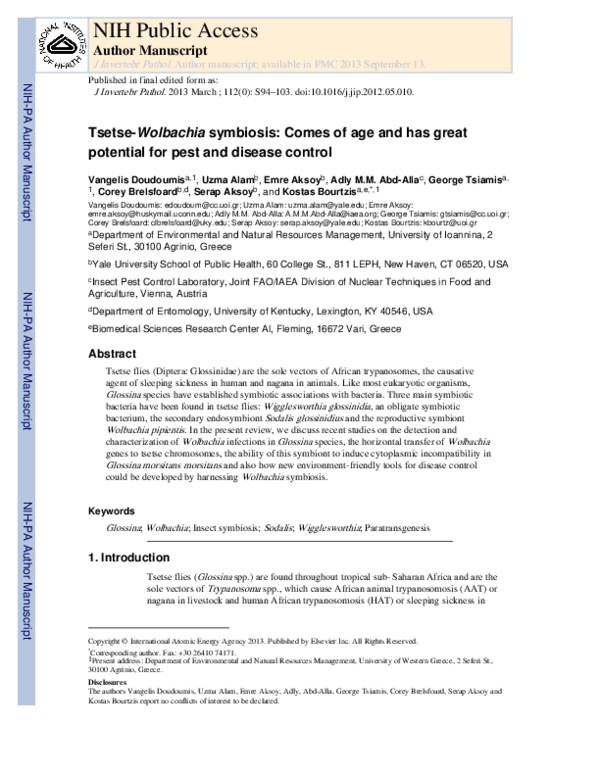 (PDF) Wolbachia in Tsetse Flies: Impact and Potential