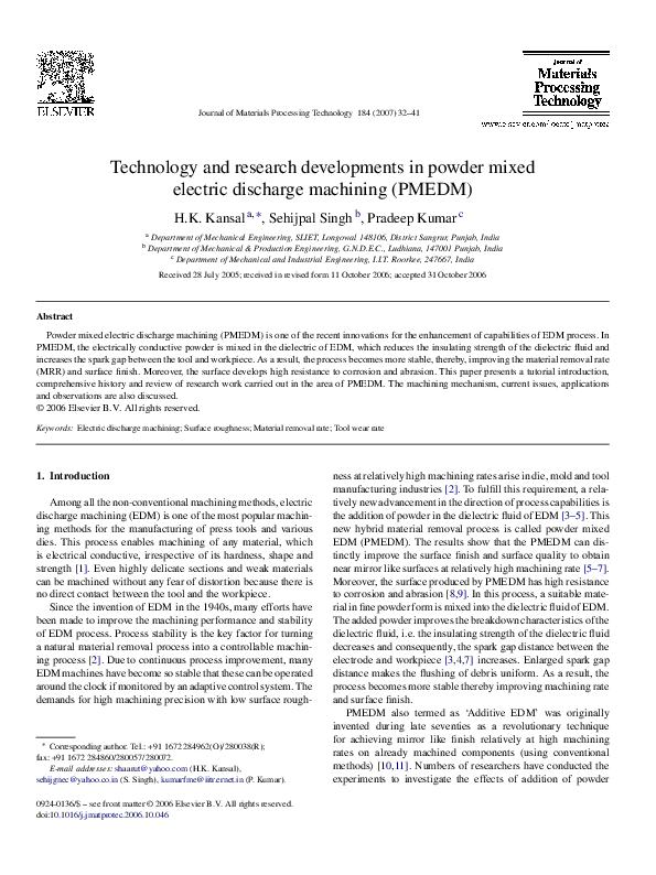 (PDF) Technology and research developments in powder mixed electric ...