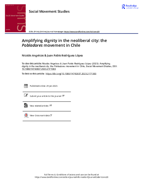 (PDF) Amplifying dignity in the neoliberal city: the Pobladores ...