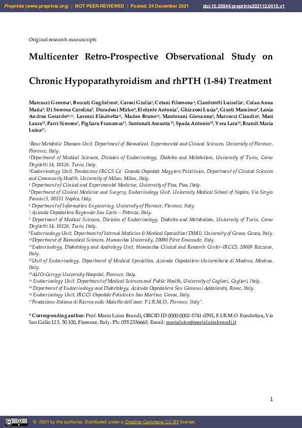 (PDF) Multicenter Retro-Prospective Observational Study on Chronic ...