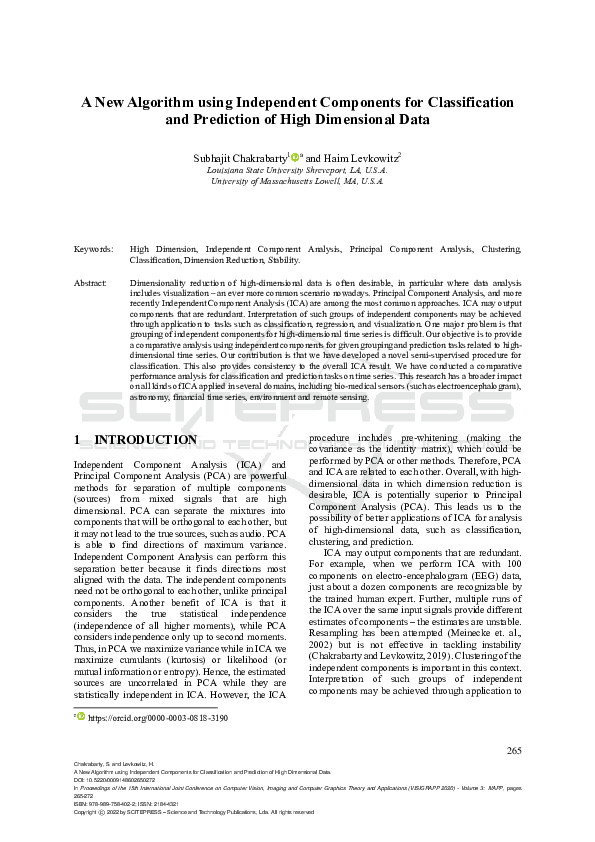 Pdf A New Algorithm Using Independent Components For Classification