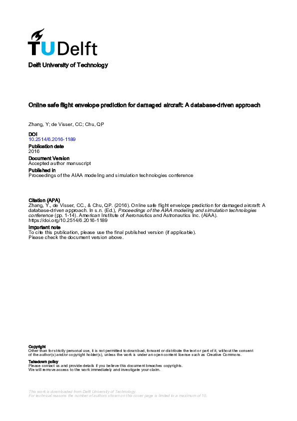 (PDF) Online Safe Flight Envelope Prediction for Damaged Aircraft: A ...
