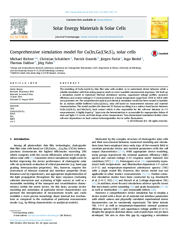 (PDF) Comprehensive simulation model for Cu(In,Ga)(Se,S)2 solar cells